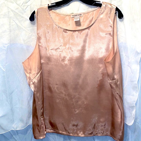 Notations | Tops | Notation Gold Satin Polyester Tank Sz Xl | Poshmark